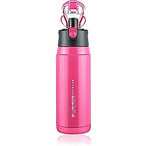 Blushers 650ml (22oz) Double Wall Vacuum Insulated 304 Stainless Steel To Go Travel Mug, One Touch Lock Lid Thermos Water Bottle (Pink - 3 Piece Set)