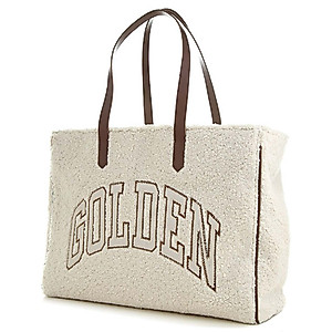 Golden Goose California Bag E-W Golden Eco Fur Body With Patches Leather Handle Womens Bag