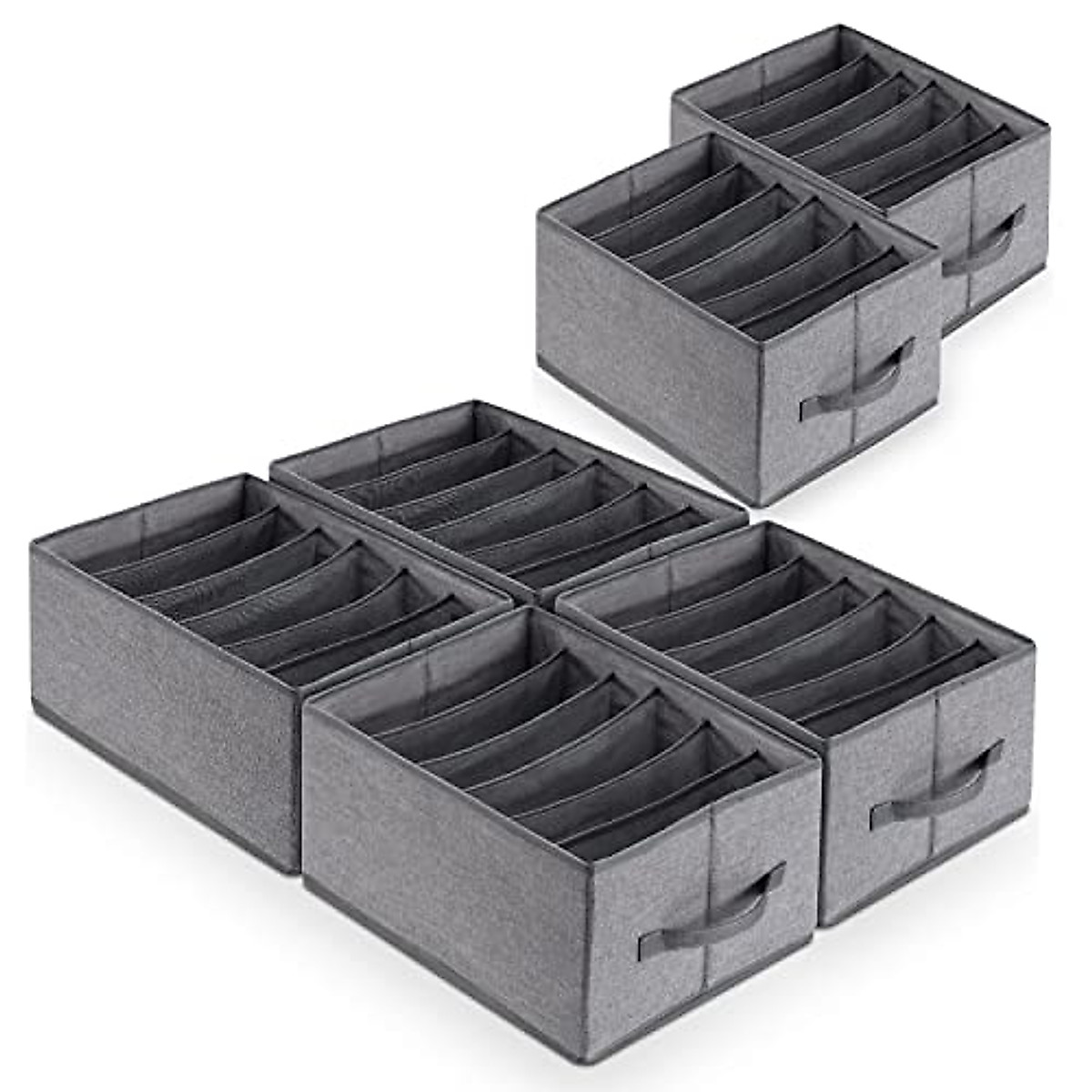 Joqixon Wardrobe Clothes Organizer, Large Jeans Organizer for Closet, Washable Foldable Drawer Organizers for Clothing, Shirt Organizer, Pants, Sweaters, 6 Grid 6 Pack