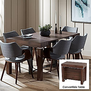 55 Downing Street Warhol Modern Distressed Walnut Wood Rectangular Dining Table 59 1/4" x 35 1/2" Brown 2-Leaf Extension for Spaces Living Room Bedroom Bedside Dining Room Entryway House Office