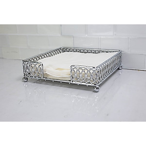 Home Basics Chrome Plated Steel Infinity Collection Flat Napkin Holder Organizing Stand, Elegant Design, Silver Chrome
