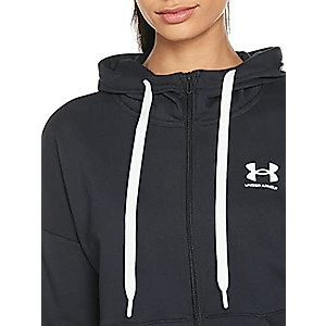 Under Armour Women's Rival Fleece Full Zip Hoodie , Black (001)/White , XX-Large