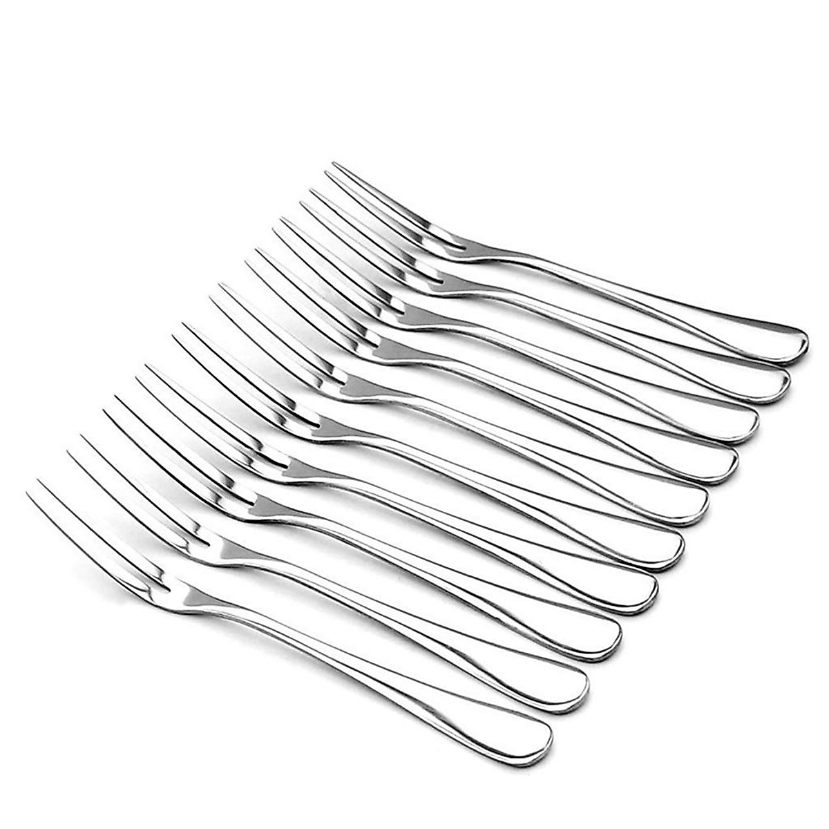 Hosybal Crab Stainless Steel Forks,Escargot Forks 2 Prong Tasting Appetizer Forks Portable Cocktail Salad Fruit Forks for Party Travel,Set of 10, 5 Inches (10 Pcs)