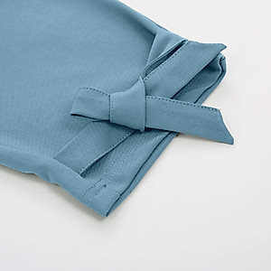 GRACE KARIN Women's Casual High Waist Belt Decorated Pencil Capri Pants with Bow-Knot Denim Blue