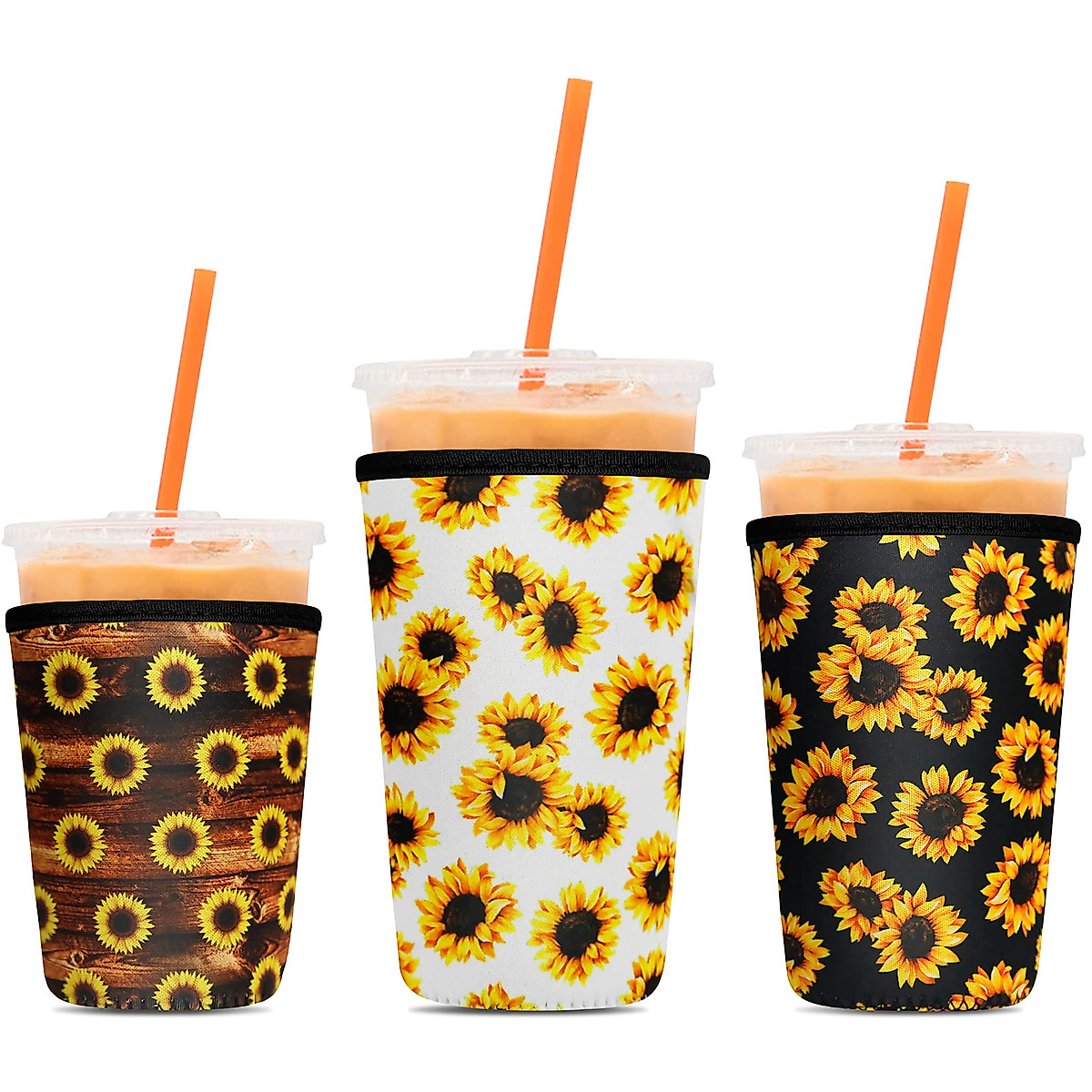 3 Pack Reusable Coffee Sleeves - Tall/Grande, Venti, Trenta - P.LOTOR Soft Cups - Iced Coffee Cozy Insulator - Neoprene Holder for Dunkin Donuts Coffee, McDonalds Coffee, Mccafe Coffee, Starbucks J