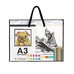 SUNEE 19x25 Art Portfolio Bag, 3 Packs Artist Supply Organizer with Handle, Zippered Storage Folder for Artwork, Poster, Scrapbook, Keepsake and Bulletin Board