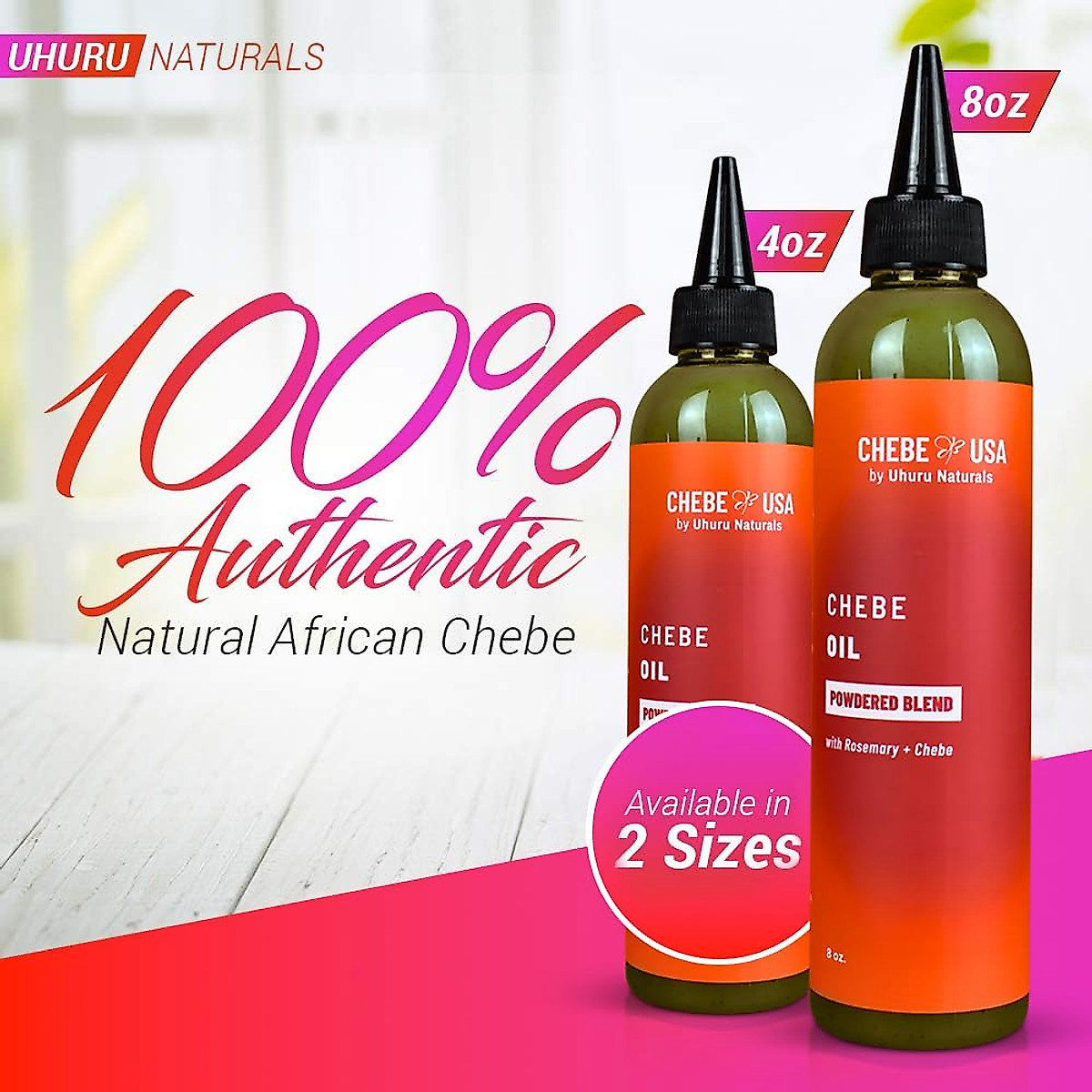 Uhuru Naturals Chebe Hair Growth Oil (4 oz) – African Chebe Serum Treatment & Essential Oils - Natural Repair, Growth & Moisture For Dry Scalp & Hair