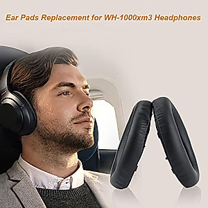 Alitutumao WH-1000XM3 Ear Pads Ear Cushions Cover Compatible with Sony WH-1000XM3 Over-Ear Headphones with Soft Protein Leather, Noise Isolation Memory Foam, Easy Installation (Black)