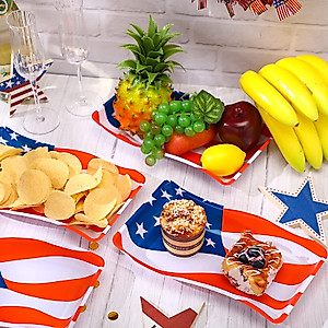50 Pieces USA Star Serving Trays, USA Flag Star Shaped Plastic Platter, Patriotic Food Reusable Snack Tray, Cookies, Chips, Candy Dessert Serveware for 4th of July Independence Day Party Supplies