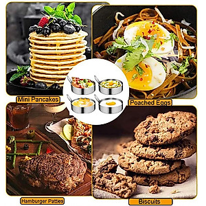 QRZLP Egg Ring, 6PCS 3" Non Stick Stainless Steel Egg Mold Omelet, Professional Pancake Mold Ring with Handle for Breakfast, Mini Pancakes, and Fried Eggs.