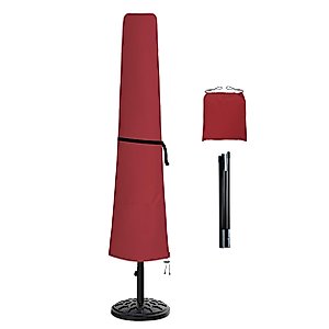 Easy-Going Patio Umbrella Cover Outdoor Market Umbrella Cover with Zipper and Storage Bag Waterproof Cantilever Parasol Cover for 7ft to 11ft Umbrella, Red