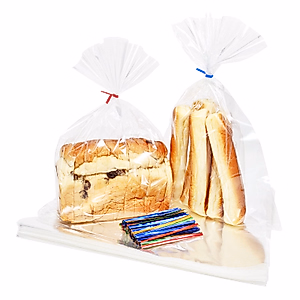 100PCS Cellophane Bags 11x14 inches, Clear Treat Bags with 4’’ Twist Ties, Plastic Cello Bags - 1.4 mils Thick OPP Rice Crispy Bags for Gift Goodie Favor Candy Cake Pop Birthday Party Cookies (11’’ x