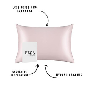Peca Daily Real Silk Pillowcases 3-Pack - Mulberry Silk Pillow Case, Scrunchie & Eye Mask for Hair & Skin; Silk Pillow Cases Standard Size 100% Silk Pillowcases for Curly Hair-Skin Set