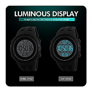 CakCity Mens Waterproof Digital Sport Watches Women Wide Screen Easy Read Display Military Style Stopwatch with Rubber Strap