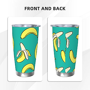 DITXIT Bananas On Green 20oz Tumbler Stainless Steel Vacuum Insulated Coffee Travel Mug, Durable Insulated Coffee Travel Mug with Splash-Proof Lid Metal Straw and Brush Thermal Cup for Outdoor