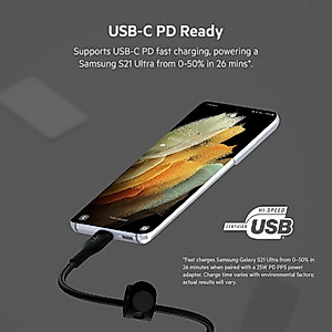 Belkin BoostCharge Pro Flex Braided USB-C to USB-C Cable (3M/10FT), USB-IF Certified Power Delivery PD Fast Charging Cable for iPhone 16 Series, MacBook Pro, iPad Pro, Galaxy S23, S22, & More - Black