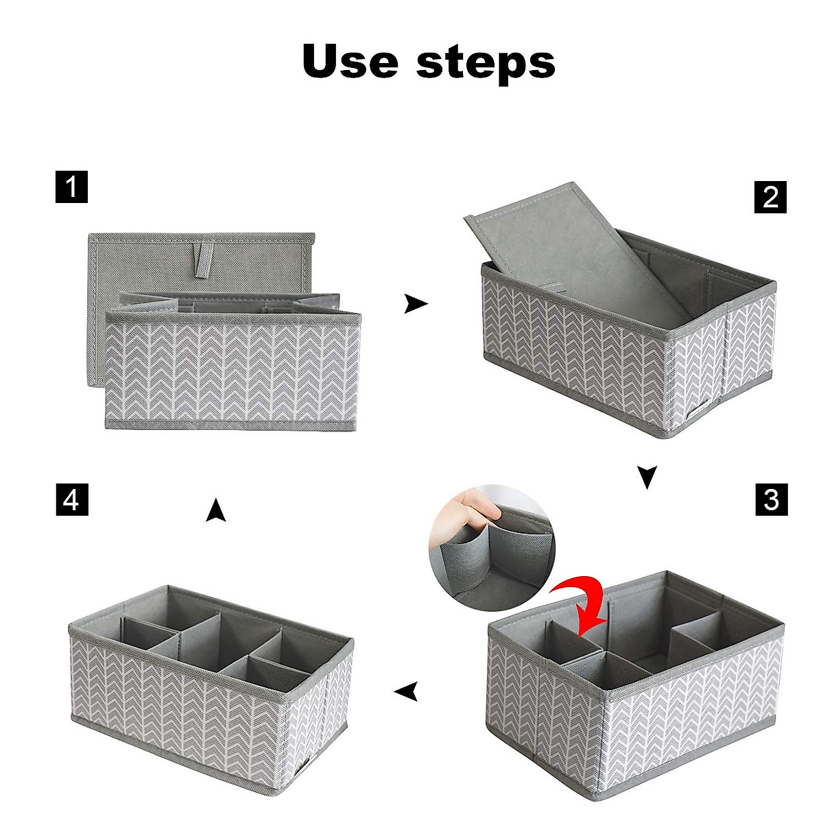 VERONLY Cosmetic Storage Bins Makeup Organizer, Adjustable Multifunction Storage Box Desk Drawer Divider for Makeup Brushes, Bathroom Countertop or Dresser, Set of 3 (Grey)