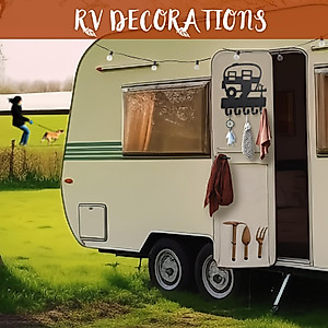 ROZJOVU RV Camper Key Hook Holder- Camper Accessories Boho Decorations Camper Storage Rv organization for Travel Trailers Inside Wall Decor 6 Inch (Black)