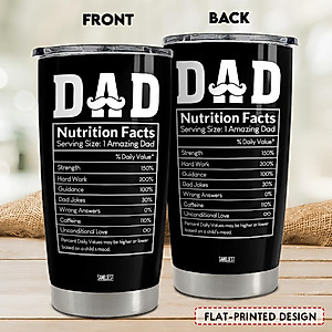 SANDJEST Dad Tumbler Gifts for Dad from Daughter, Son - Dad Nutrition Facts 20oz Stainless Steel Insulated Coffee Travel Mug Christmas, Birthday, Father's Day Gift