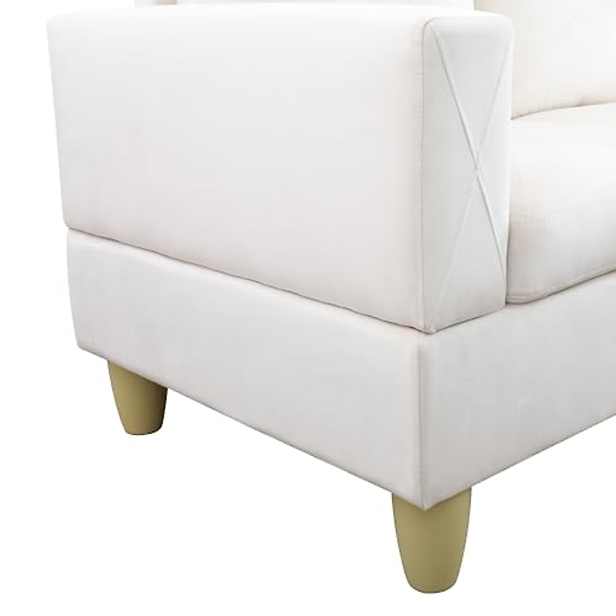 LostCat 97" W Sectional Sofa with Chaise, Flannel Modular Sectional Sofa, Modular Couch, L Shaped Sofas & Couches White Sectional Couches for Living Room Furniture Sets, White