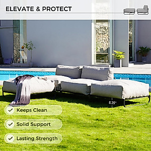 Grand patio 3FT Bean Bag Chair with Ottoman, Oversized Cloud Memory Foam Furniture Beanbag with E-Coated Steel Frame Olefin Removable Cover for Outdoor & Indoor (40"/Grey)