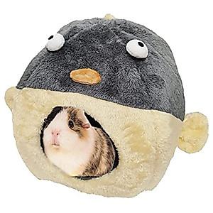 PINVNBY Guinea Pigs Cave Bed Cute Habitat Warm Small Animal Hideout Cave Fleece Cage Nest Accessories Removable Washable Pillow Mat for Bunny Chipmunk Hamster Hedgehog