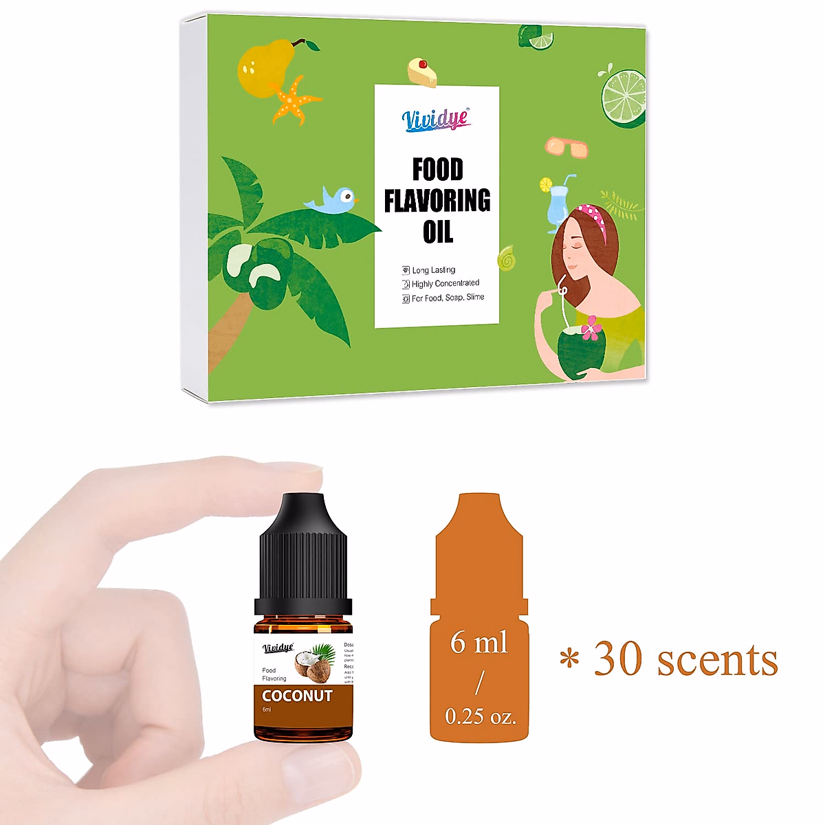 Food Flavoring Oil, Lip Gloss Flavor Oil - 30 Pack Concentrated Food Flavor Oil Extracts for Baking, Cooking, Candy, Beverages - Water & Oil Soluble Flavoring Oil for Lip Balm, Slime and Soap Making