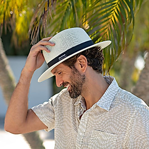 Panama Jack Original Matte Toyo Straw Men's Sun Safari Hat (Ivory, Large)