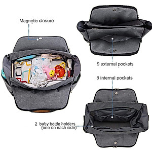 Lekebaby Diaper Bag Tote Large Mommy Bag for Hospital, Baby Bags for Mom Travel Diaper Tote Messenger Purse, Grey, Arrow Print