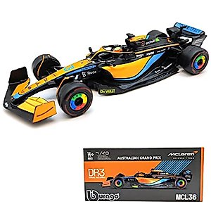 JODIYAAH 1:43 2022 F1 McLaren MCL36 #3 Daniel Ricciardo #4 Lando Norris Alloy Luxury Vehicle Diecast Cars Model Toy (2022 MCL36 #3 Hardcover)