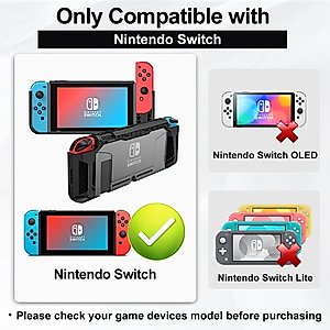 PiMivco Dockable Case for Nintendo Switch 2017,Protective Case Compatible for Nintendo Switch and Joy-Con Controller ,TPU Grip Cover with Shock-Absorption and Anti-Scratch Design(Black)…