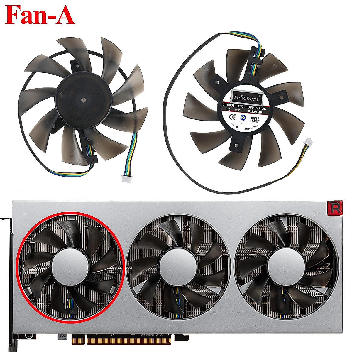 inRobert 75mm FD8015H12S VII Graphics Card Fan Replacement for AMD Radeon VII GPU Cooling Fan