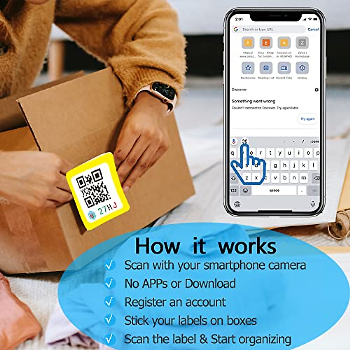 QR Code Labels for Storage & Organization Smart Moving Labels Pack and Track Labels with QR Code for Inventory, Storage – 48 Stickers (QR Code Labels for Storage - 48pcs)