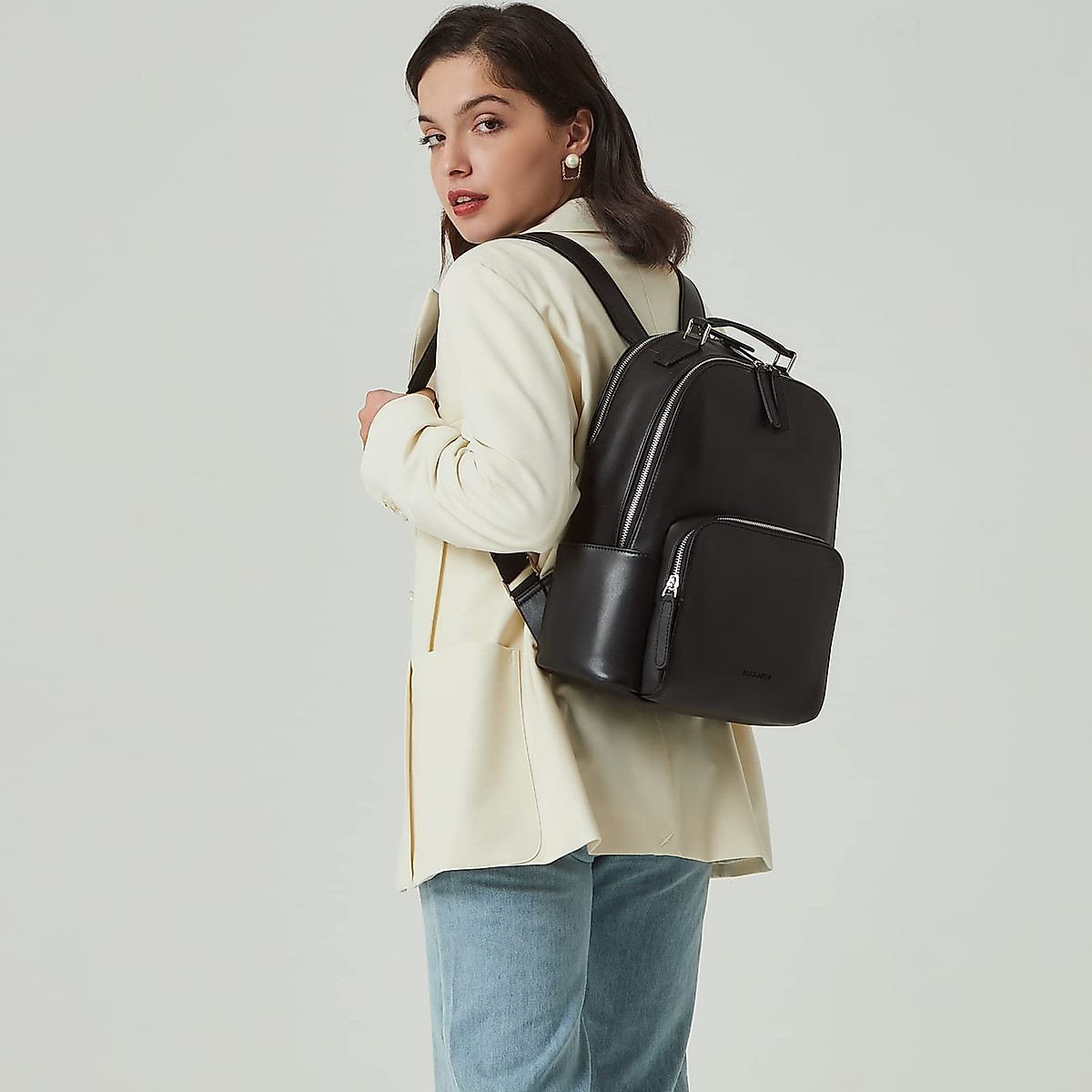 BOSTANTEN 20 inch Carry On Luggage Airline Approved ＆ Genuine Leather 15.6 inch Laptop Backpack Casual Backpack Travel Bag