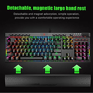 Mechanical Gaming Keyboard,RGB Backlit Gaming Keyboard,Wired Waterproof Macro Programming Keyboard,Blue Switch,Computer Laptop Desktop Keyboard with Wrist Pad