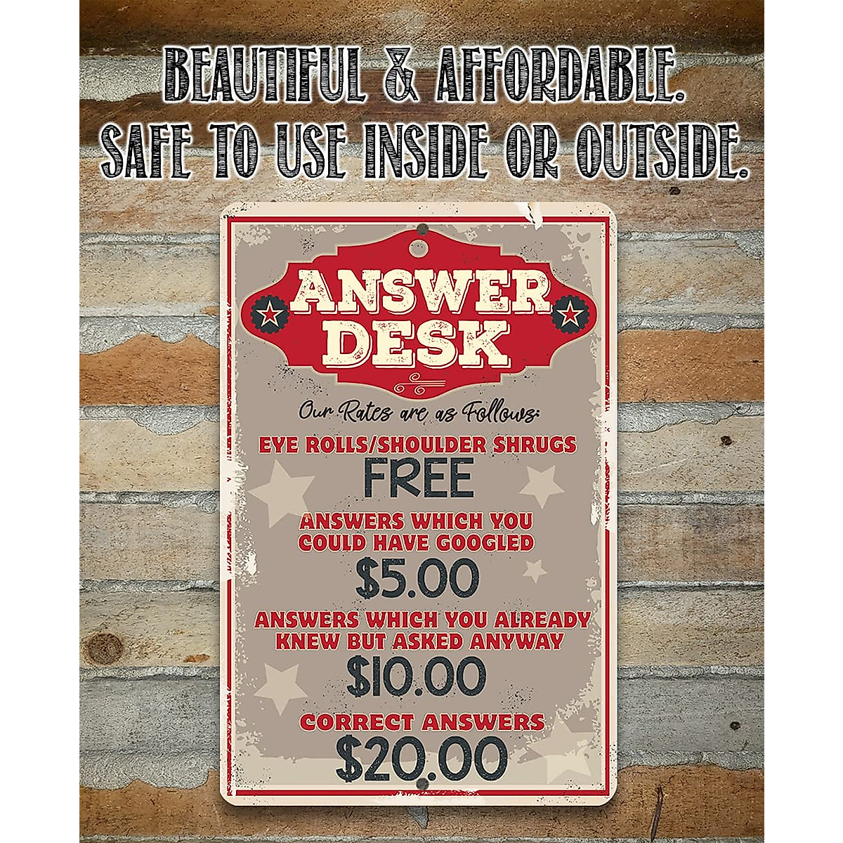 Personalized Answer Desk - Custom Metal Office Sign for Home Office Business, Funny Front Desk Decor, Perfect Gift for Secretary and Receptionist, 8x12 or 12x18 Indoor/Outdoor Durable Metal Sign