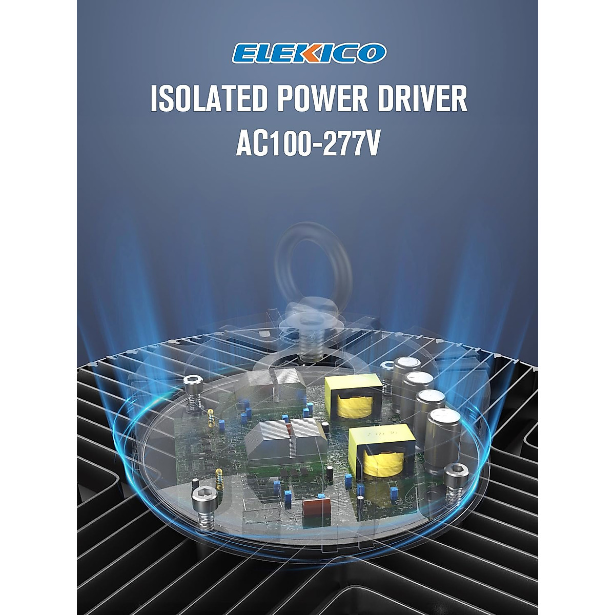 ELEKICO UFO Led High Bay Light, 250W 4 Pack 35000lm 5000k Daylight 100-277v Led Shop Light with 5' Cable 3-Pin Plug Hook Safe Rope, Led Garage Light for Warehouse Workshop Barn Garage