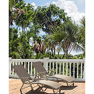 Flamaker Patio Lounge Chairs Adjustable Chaise Lounge Chairs Folding Outdoor Recliners Set of 2 for Beach, Pool and Yard (Beige)