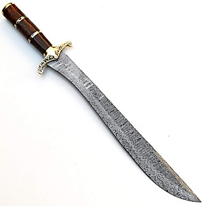 DAM-9908 Custom Handmade Spring Damascus Hunting Full tang longsword with Sheath