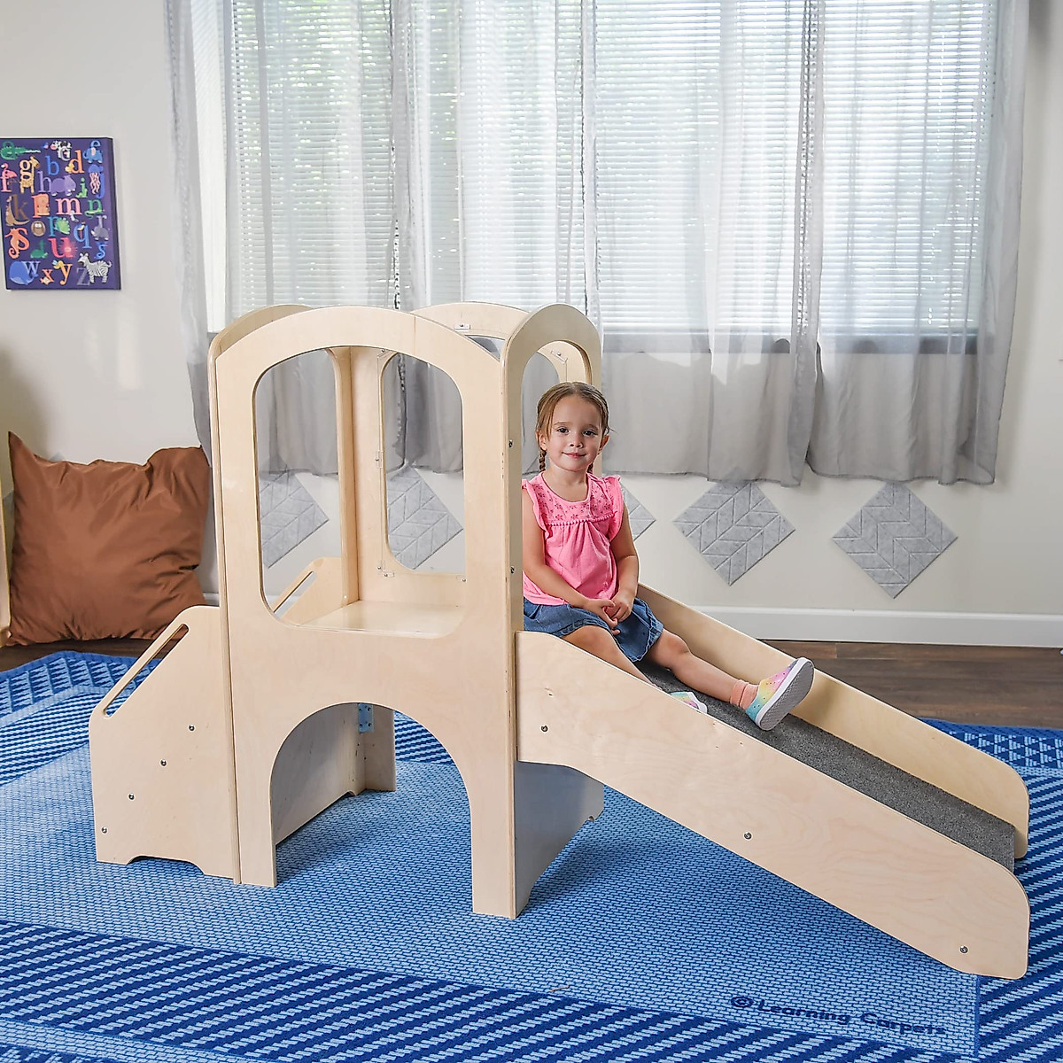 Children's Factory-ANG1617 Toddler Loft Set, Kids Indoor Play Equipment, Sliding/Climbing/Crawling Toys for Preschool/Daycare/Playroom, Wooden Classroom Furniture