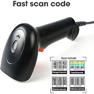 Handheld USB Barcode Scanner Wired Automatic 1D Bar Code Reader for Supermarket, Convenience Store, Warehouse