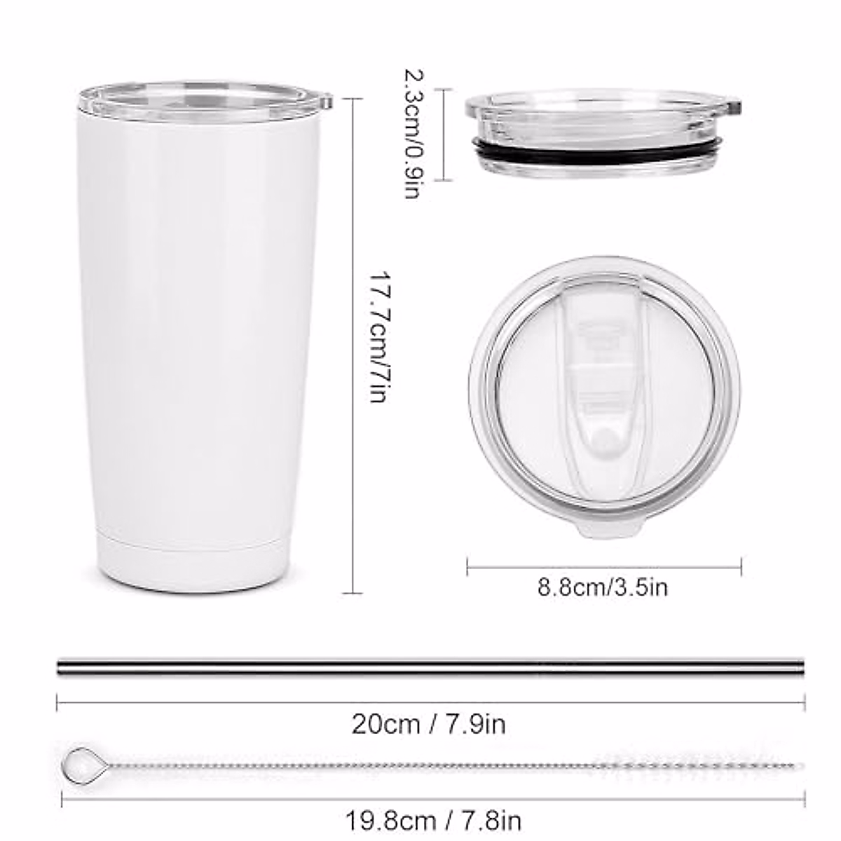 Autism Awareness Heart 20 OZ Stainless Steel Tumbler Travel Car Coffee Mug with Straw Lid Cleaning Brush Coffee Tumbler Mug for Women Men