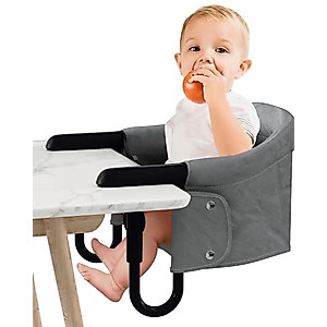 ATHRADIES Hook on High Chair with Mat, Clip on High Chairs for Babies and Toddlers, High Chair That Attaches to Table, Portable High Chair for Travel, Travel High Chair with Carrying Bag,Grey