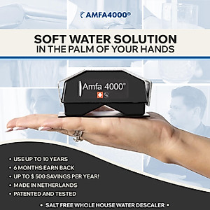 Amfa4000® Whole House Water Softener System - Salt Free Water Descaler for Whole House, Compact Water Softener, Magnetic Soft Water System, Portable Water Softner System