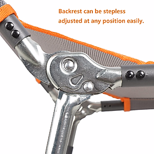 PORTAL Adjustable Portable Cot for Adults, Folding Chair, 4-Position Recliner with 250lbs Weight Capacity Lounger, Travel, Camping, Beach, Grey, Orange