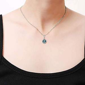 KunBead Initials K Letter Spakling Blue Alphabet Dangle Birthday Charm Compatible with Pandora Bracelet for Women