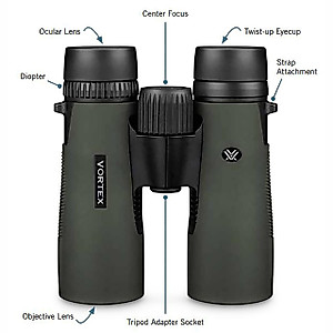 Vortex Optics Diamondback HD 8x42 Binoculars - HD Optical System, Non-slip Grip, Waterproof, Fogproof, Shockproof, Included GlassPak - Unlimited, Unconditional Warranty