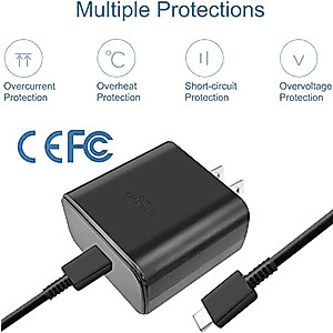 45W USB-C PD 3.0 Super Fast Charging Wall Charger for Samsung Chromebook 4 4+ XE310XBA XE350XBA XE513C24 XE510C24 W16-030N1A Galaxy A01 A20 A50 S8 S9 S10 S10+ S10E S20 S21 S22 S23 Ultra Charging Cord