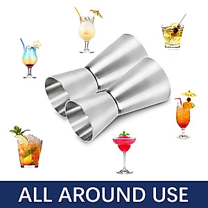 2PCS Stainless Drink Measuring Cup Steel, Cocktail Measuring Cup Jigger for Easy Measuring Bottle Pourer for Bar Party Wine Drink Cocktail Shakers