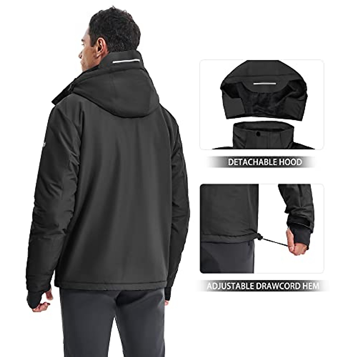 Heathyoga Mens Ski Jacket Waterproof Snowboard Jacket for Men Snow Jacket Skiing Jackets Snowboarding Jackets Ski Coats